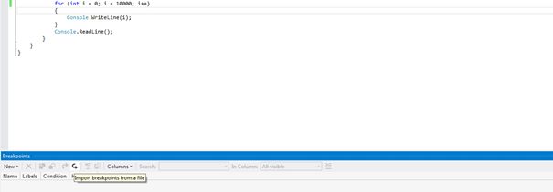 Setting Breakpoints in Visual Studio